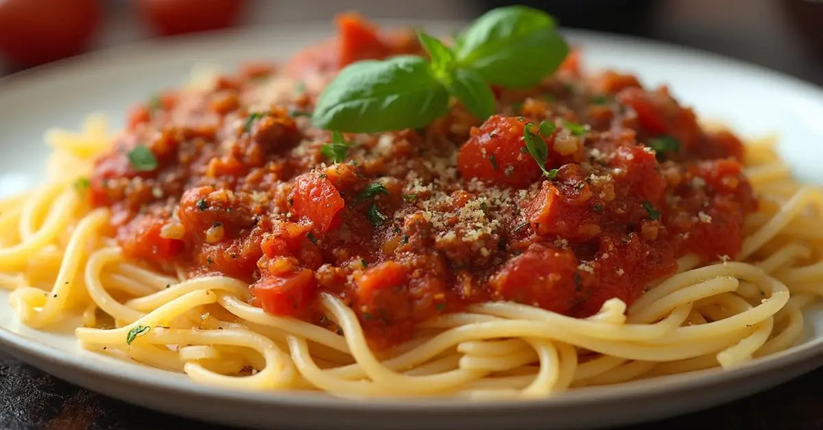 Pasta med kødsovs Opskrift